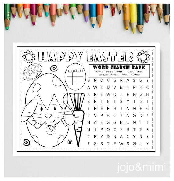 EASTER Printable Spring Placemat Activity Easter Bunny - Etsy