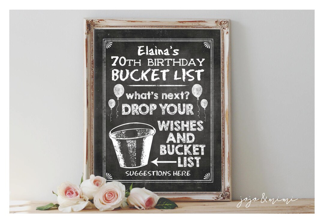 Personalized Birthday Bucket List Printable Birthday Party Chalkboard ...