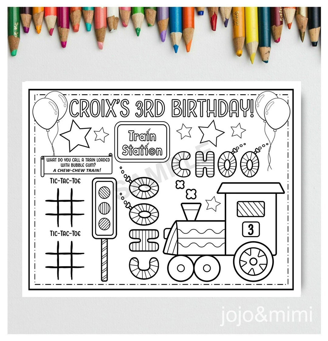 PERSONALIZED TRAIN Happy Birthday Printable Placemat Activity Choo Choo ...