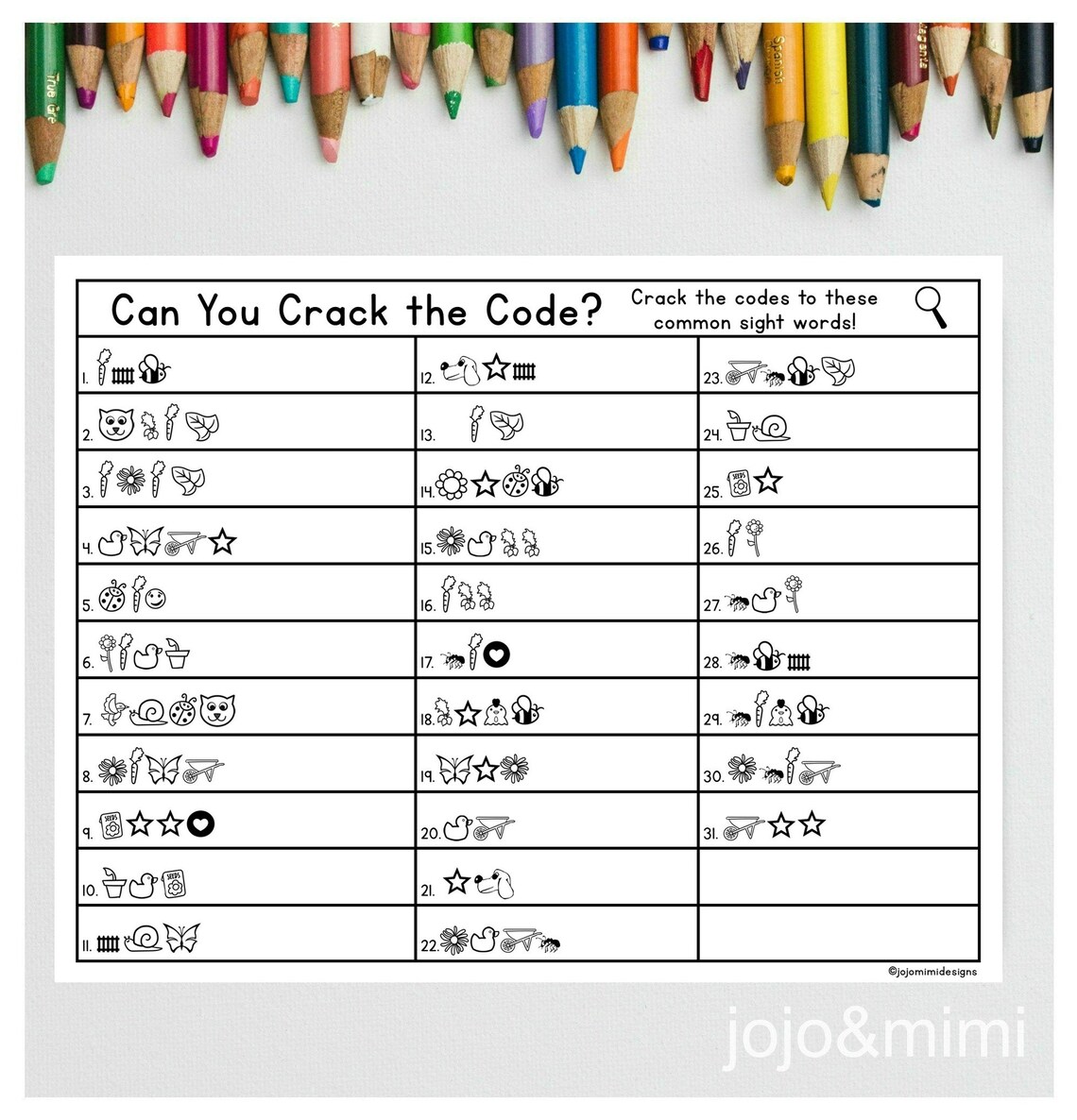 CRACK THE CODE Sight Word Practice Printable Kids Home School - Etsy