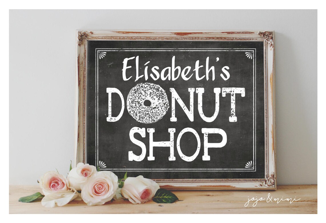 Personalized Name Donut Shop Printable Chalkboard Party Sign Birthday ...