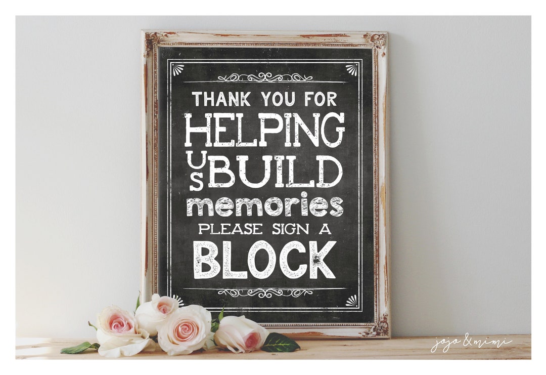 Instant 'thank You for Helping Us Build Memories Please Sign a Block ...