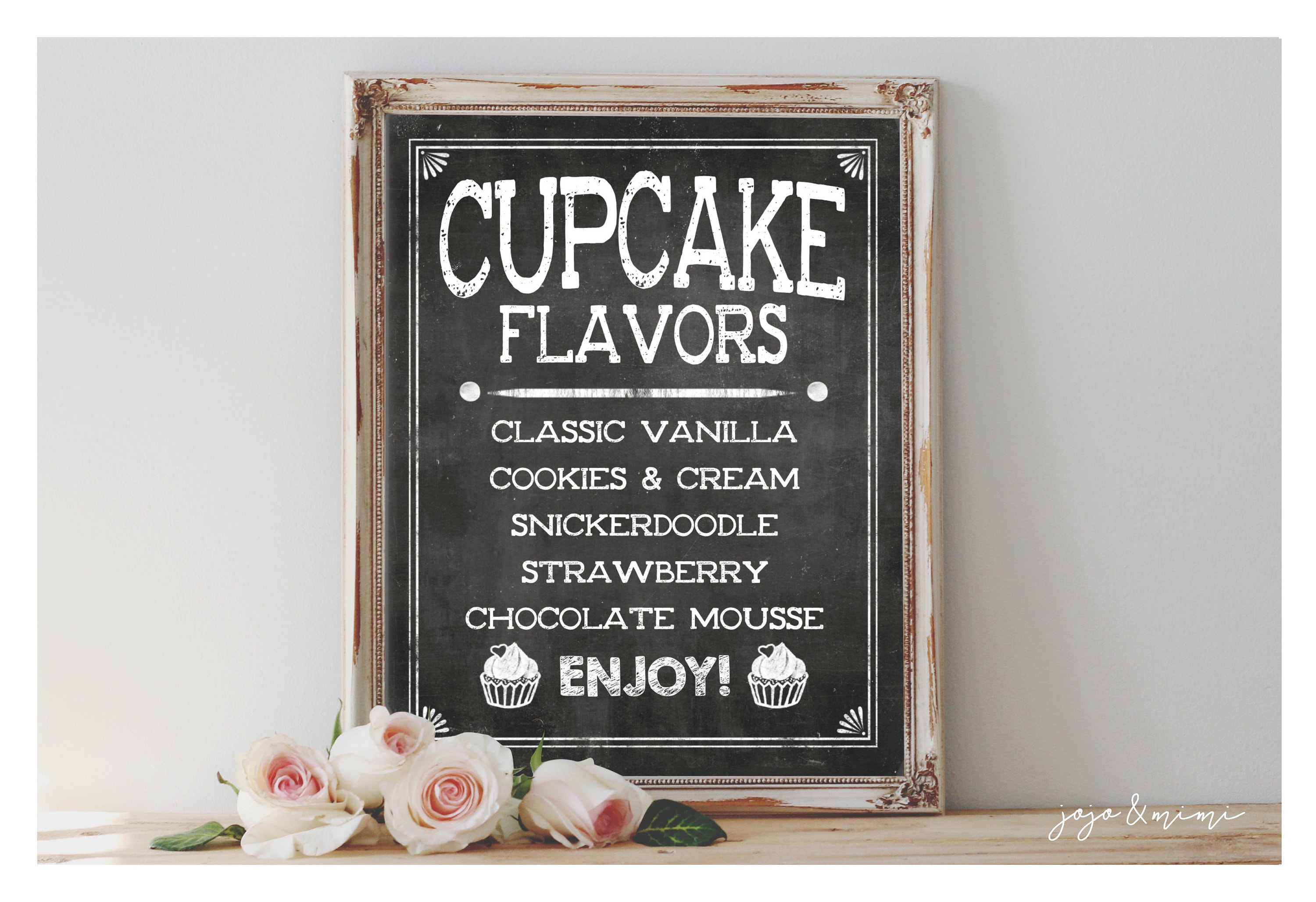 Custom 'CUPCAKE FLAVORS' Printable Sign Chalkboard Printable Dessert ...