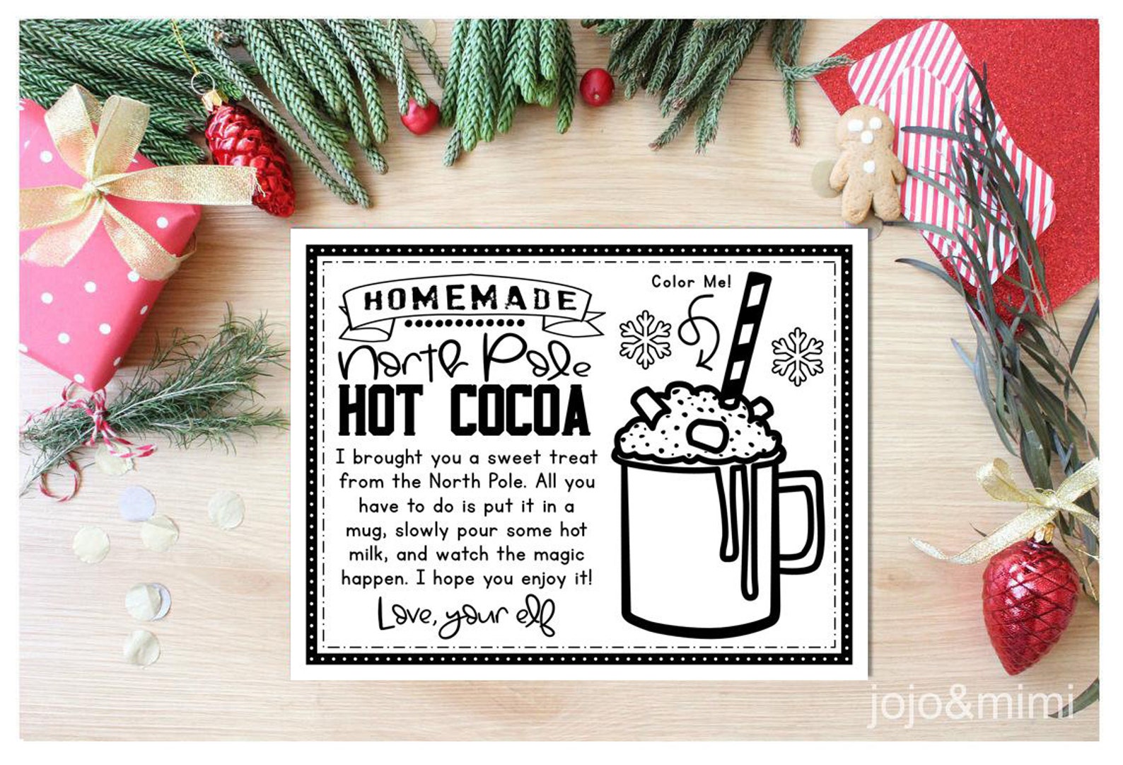 ELF Hot Chocolate Bomb Printable Coloring Placemat Elf Activity Letter ...