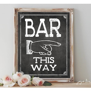Instant 'BAR THIS WAY' Bar Hand Right and Left Directional Printable ...