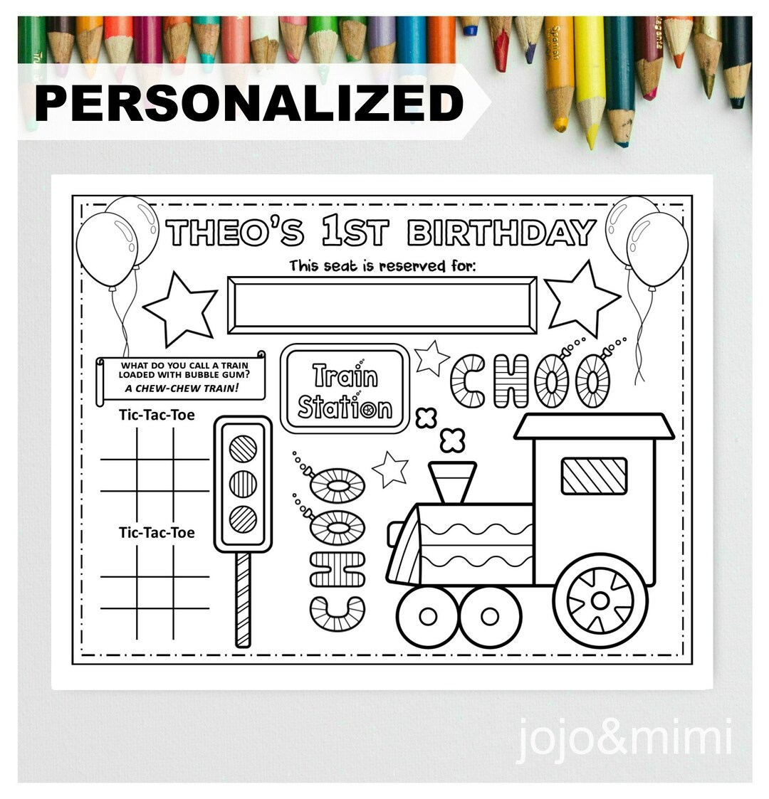 PERSONALIZED TRAIN Happy Birthday Printable Placemat Activity Choo Choo ...