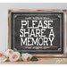Instant 'please Share a Memory' Printable Sign Memory Jar Chalkboard ...