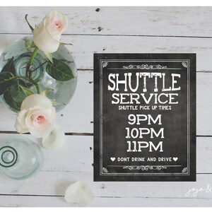 Custom 'SHUTTLE SERVICE' Shuttle Bus Schedule Sign Printable 8x10 or ...