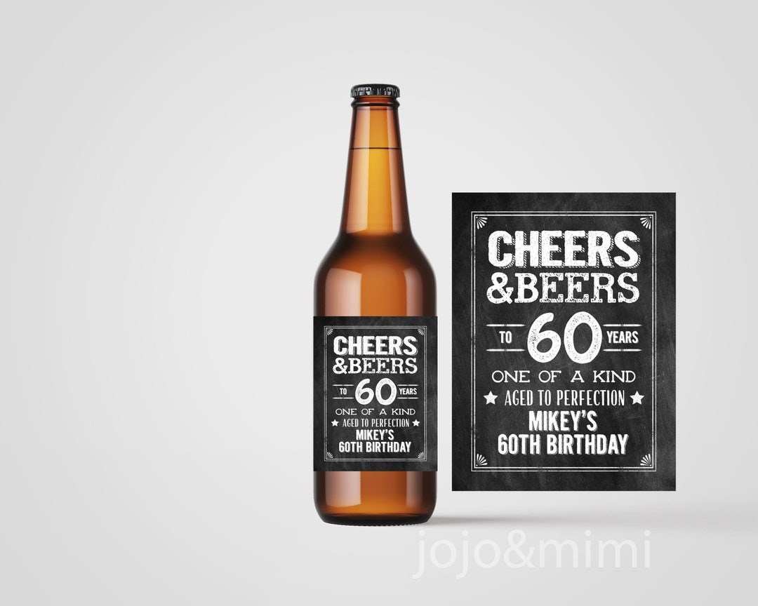 Personalized 'CHEERS & BEERS to 60 Years' Printable 60th Birthday Beer ...