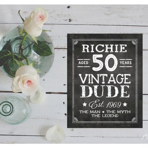 Personalized 'VINTAGE DUDE' Aged to Any Year Printable 8x10, 11X14 Any ...