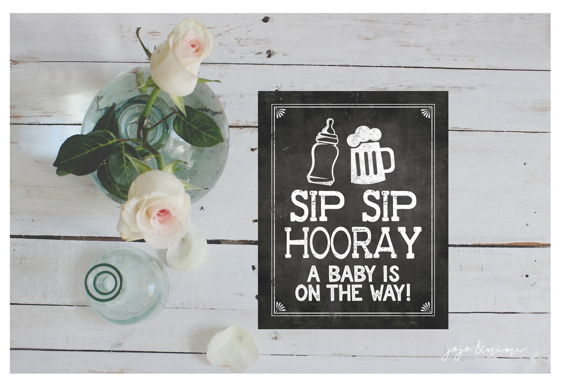 Instant 'SIP SIP HOORAY A Baby is on the Way' | Etsy