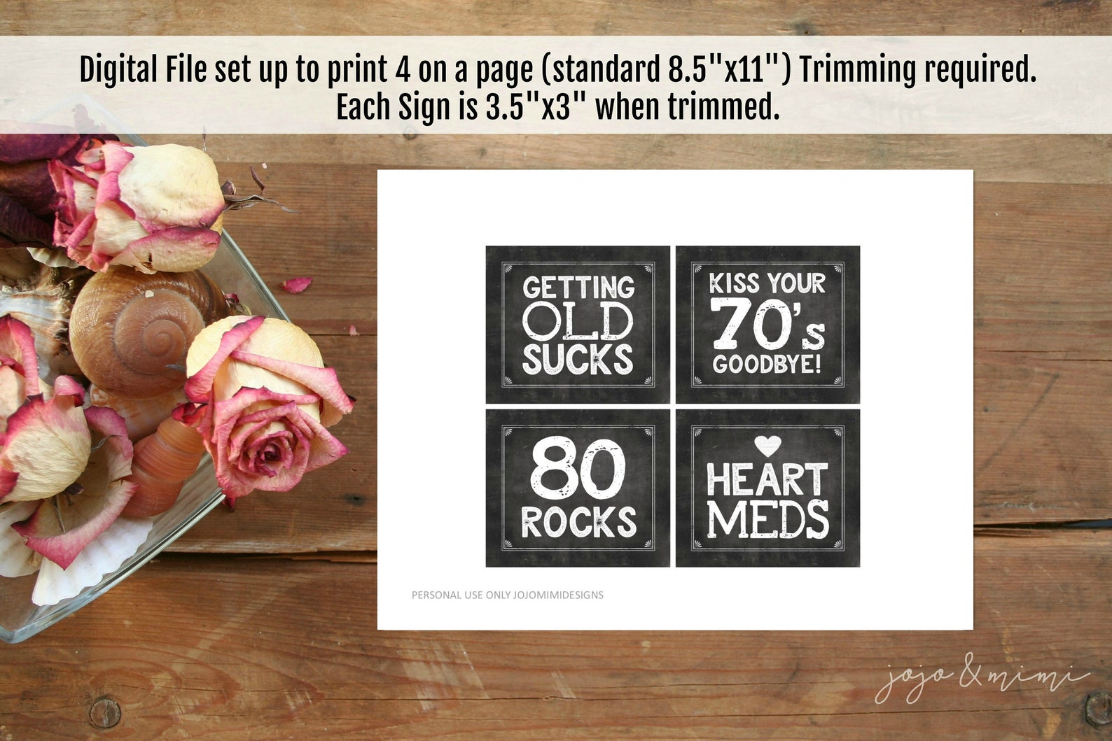 Instant 80th Birthday Candy Jar Signs Table Decoration - Etsy