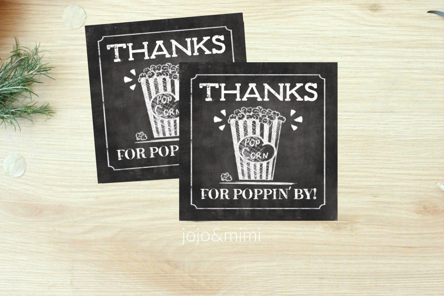 INSTANT 'thanks for Poppin' By!' Favor Tag or Sticker Chalkboard 3x3 ...