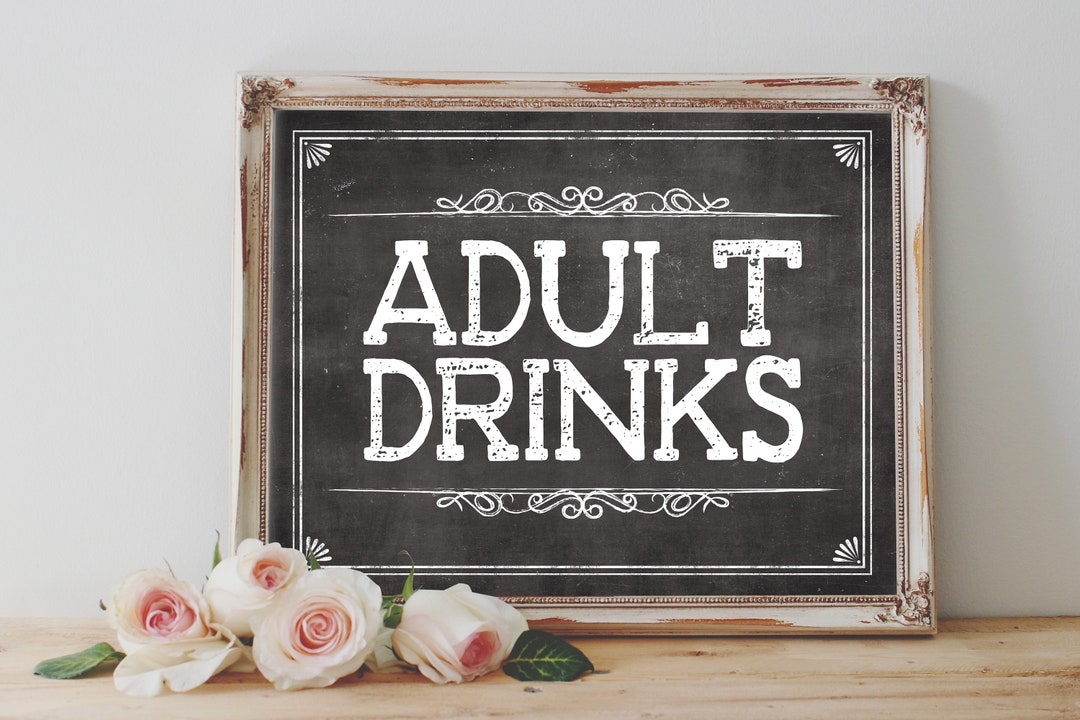 Instant 'ADULT DRINKS' Printable Sign Chalkboard Printable Party Decor ...