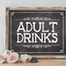 Instant 'ADULT DRINKS' Printable Sign Chalkboard Printable Party Decor ...