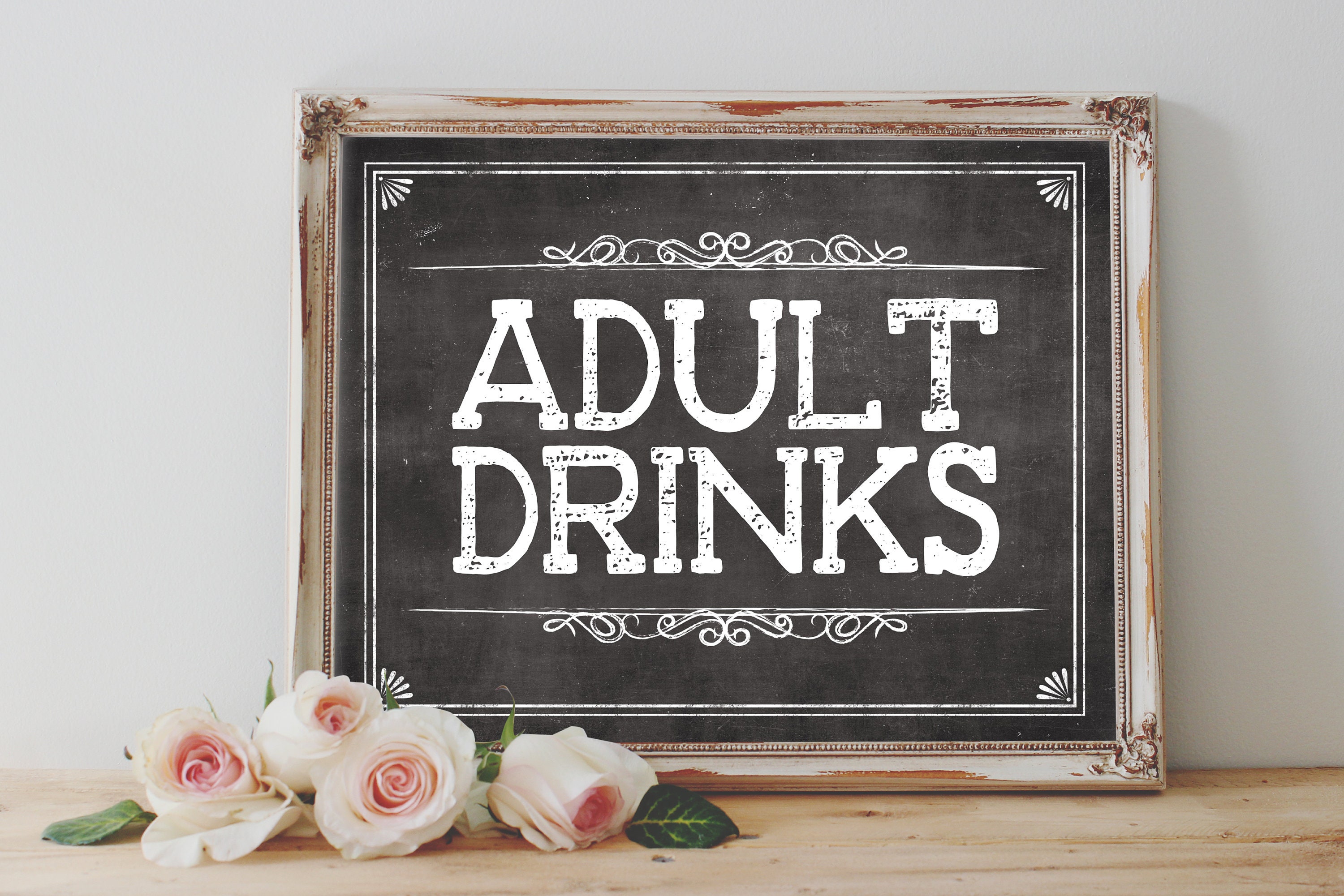 Instant 'ADULT DRINKS' Printable Sign Chalkboard Printable Party Decor ...