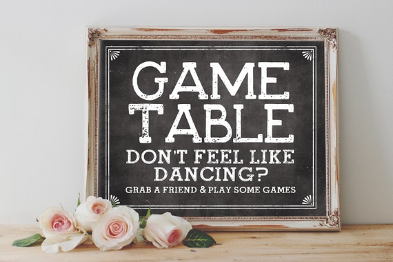 Instant 'GAME TABLE' Printable Event Sign Wedding | Etsy