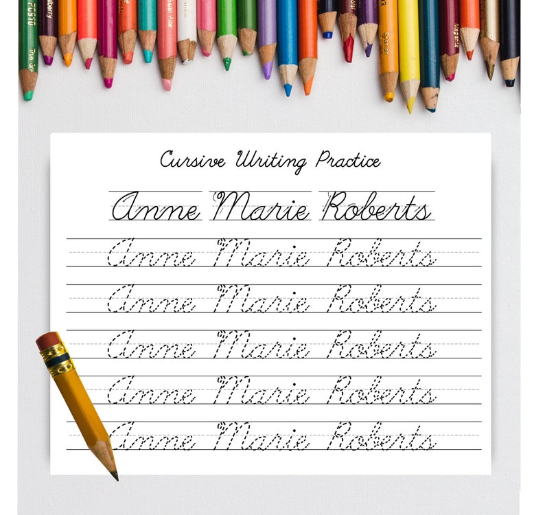 Personalized Cursive Writing Practice Worksheet Printable - Etsy Canada