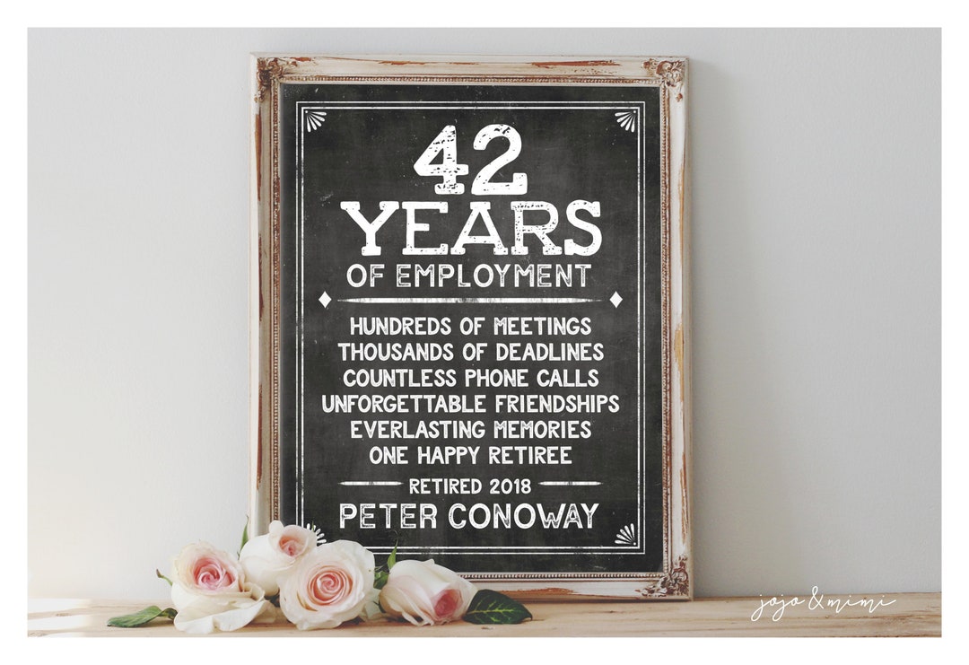 Personalized Retirement Gift Sign Happy Retiree Work Years Hours ...