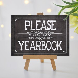 Instant 'please Sign My Yearbook' Printable Graduation Chalkboard Sign ...