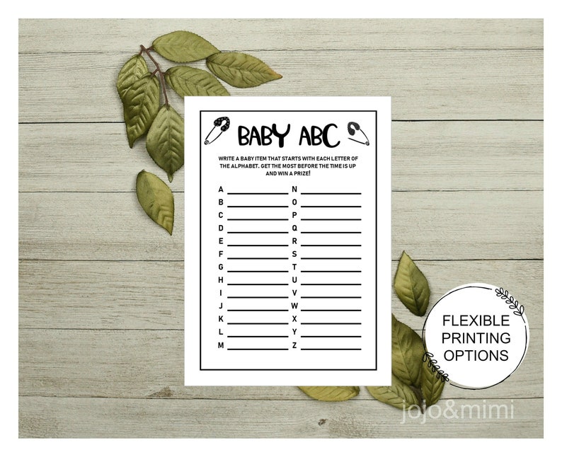 Instant BABY ABC Printable Baby Shower Game Alphabet Baby Shower Baby ...