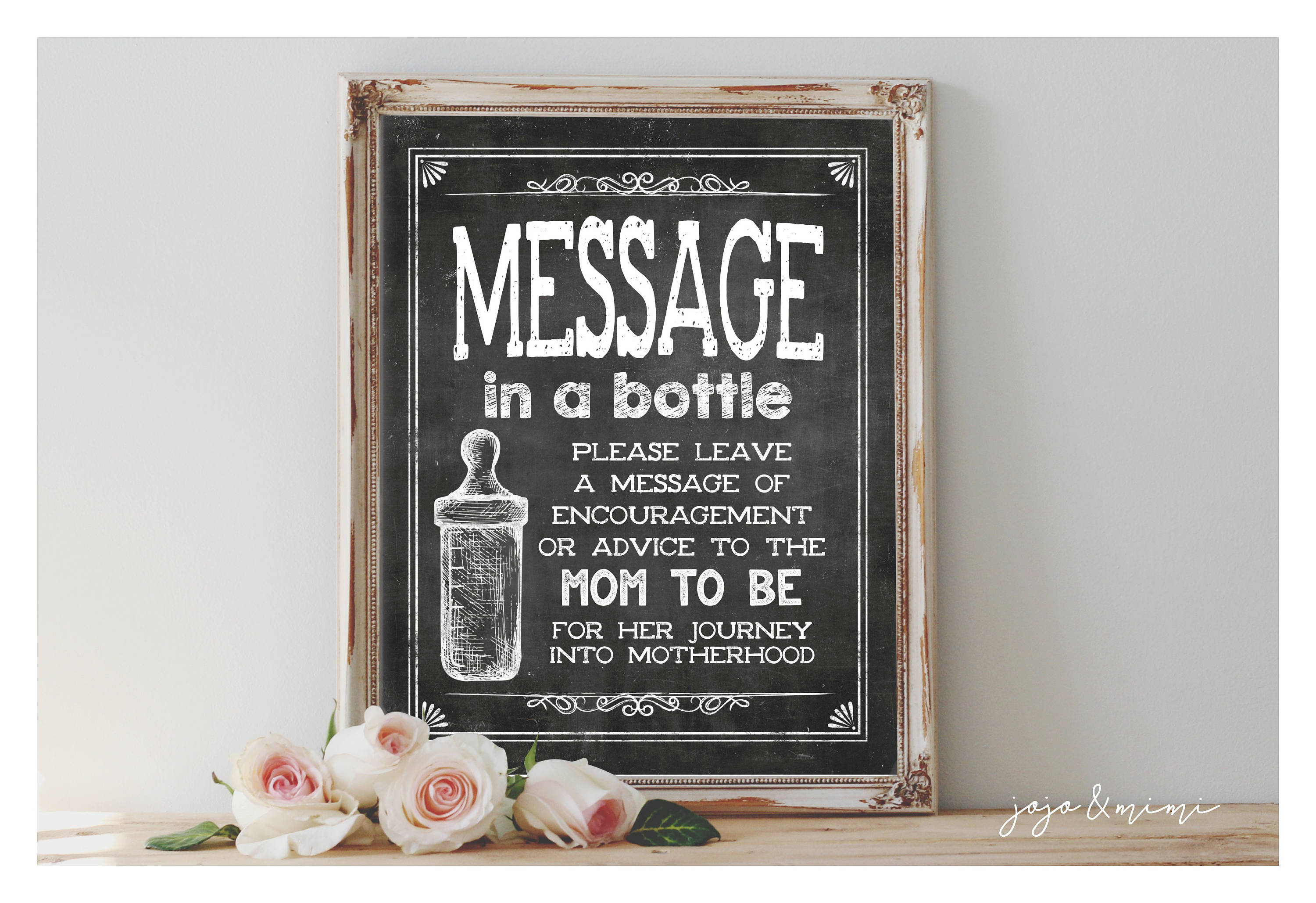 Instant 'MESSAGE in a BOTTLE' Printable Event Sign Baby Shower Advice ...