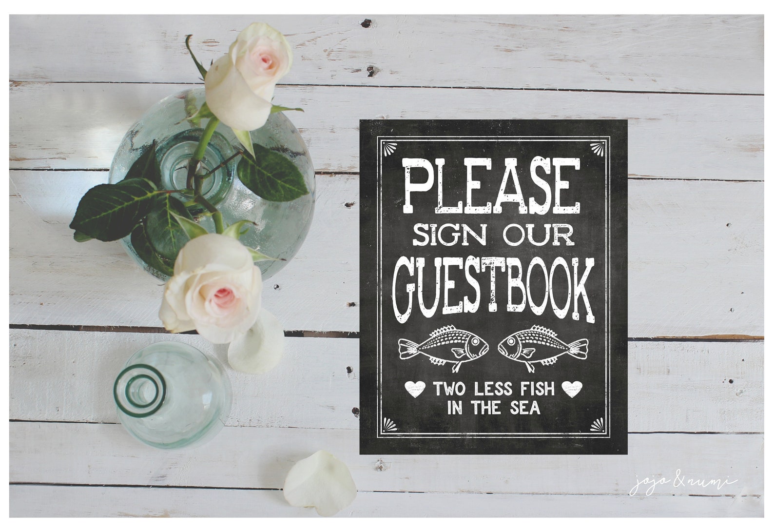 Instant 'please Sign Our Guestbook Two Less Fish in the | Etsy