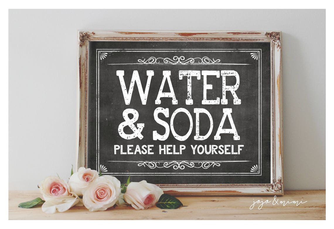 Instant 'WATER & SODA Help Yourself' Printable Sign - Etsy Australia