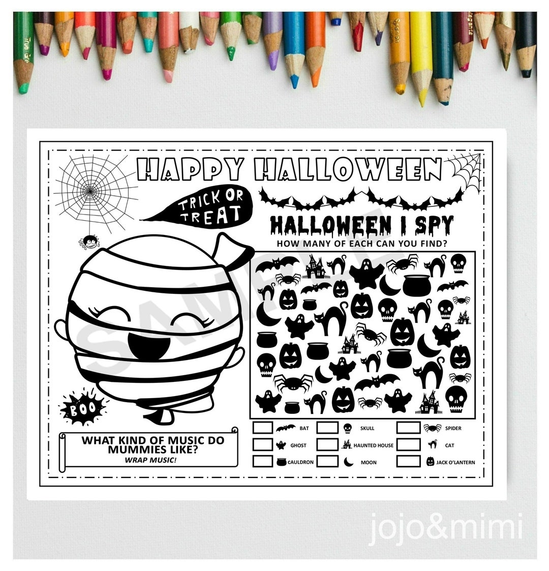 HALLOWEEN Printable Placemat Activity Halloween Coloring Page Instant ...