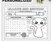 PERSONALIZED KITTY Happy Birthday Printable Placemat Activity - Etsy
