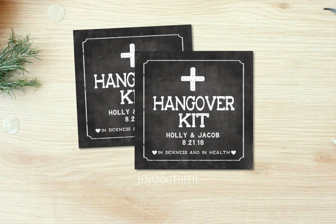 Personalized Printable 'HANGOVER KIT' in Sickness and in Health Wedding ...
