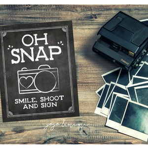 INSTANT 'OH SNAP Smile, Shoot and Sign' Printable Photo Guestbook 8x10 ...