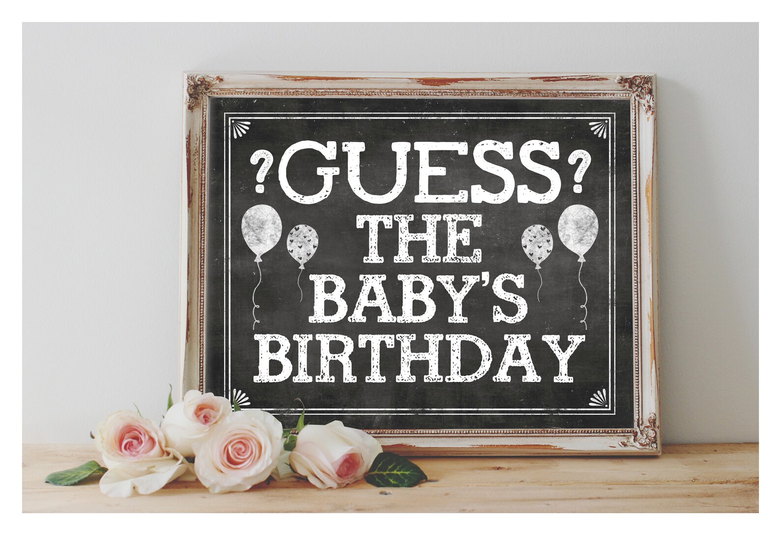 Instant 'guess the Baby's Birthday' Chalkboard Printable 8x10, 11x14 ...
