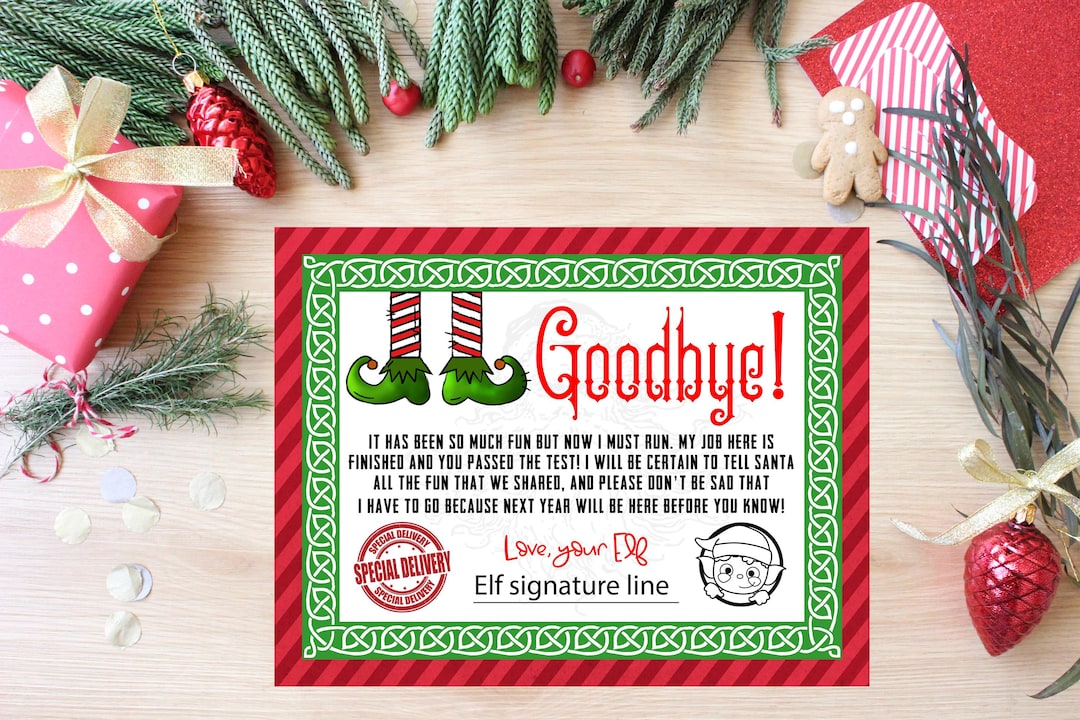INSTANT ELF GOODBYE Christmas Letter From Elf Goodbye Printable Elf ...