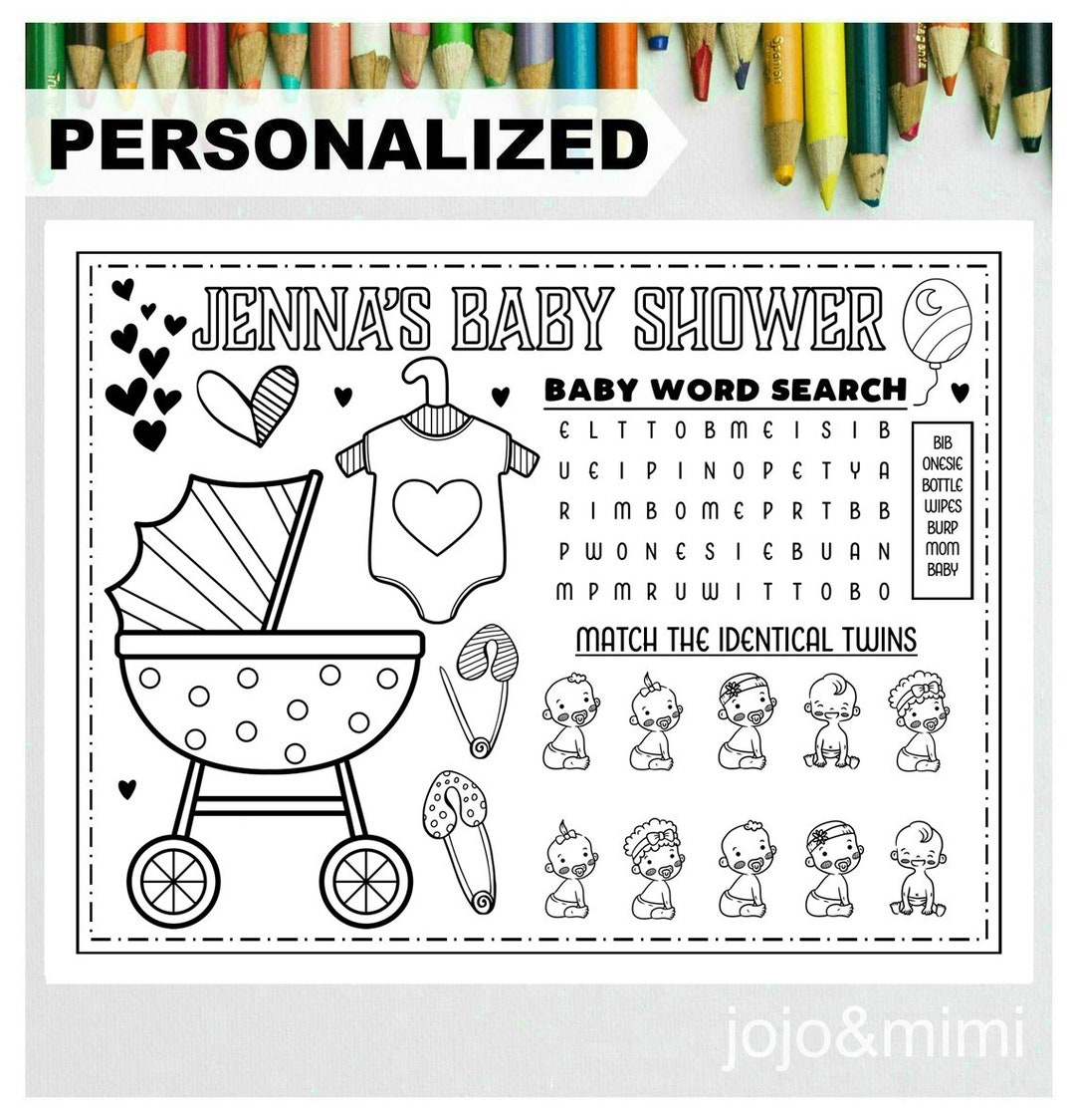 Personalized BABY SHOWER ACTIVITY Printable Baby Shower Kids Activity ...
