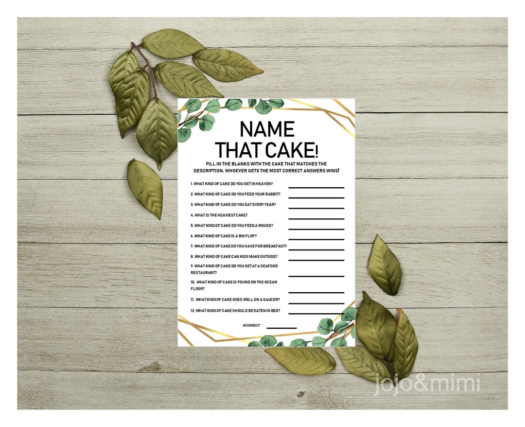 Instant NAME THAT CAKE Printable Bridal Shower Game Cake Name Game ...