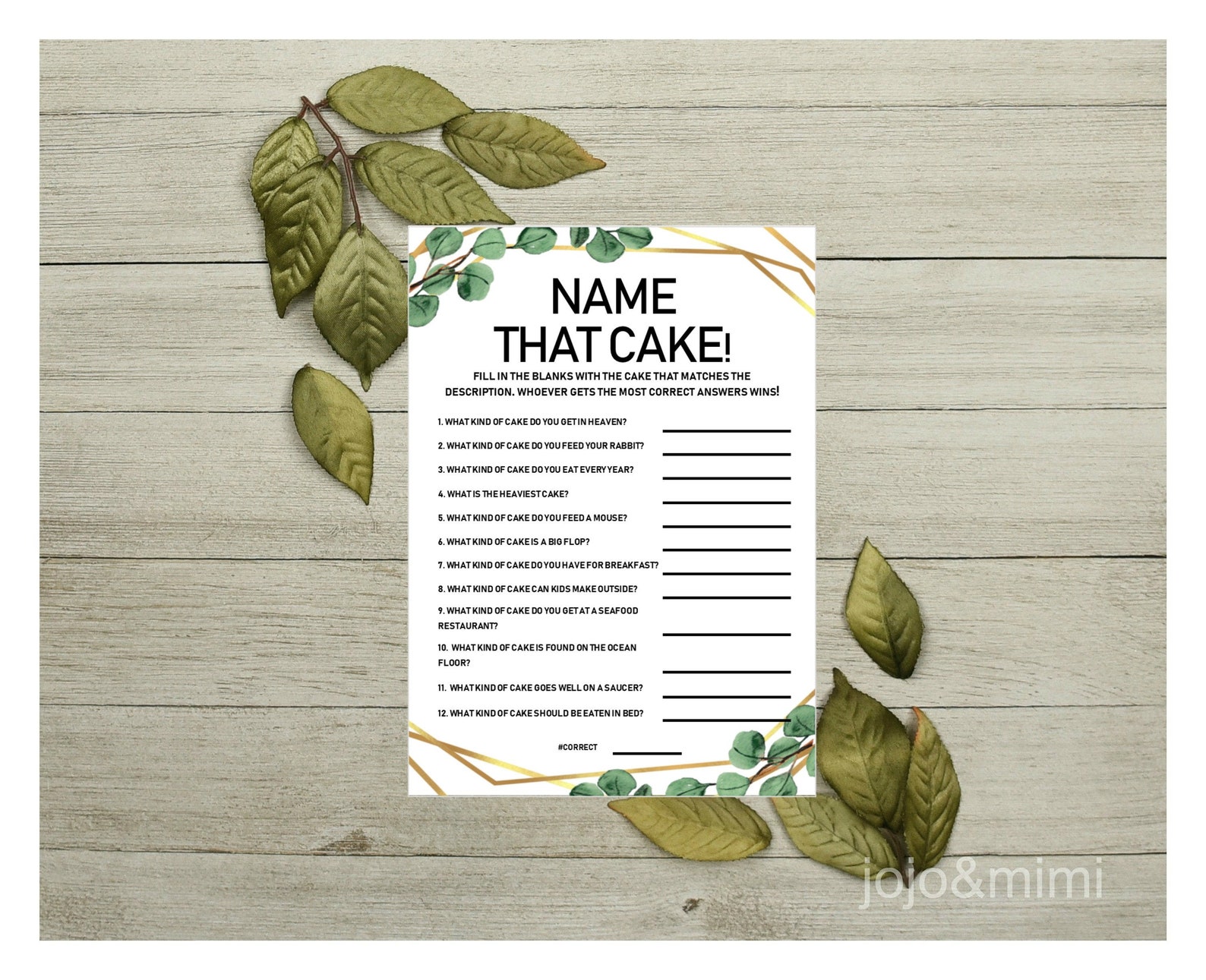 Instant NAME THAT CAKE Printable Bridal Shower Game Cake Name Game ...