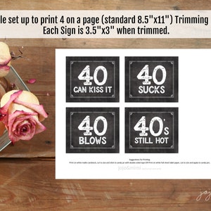 Instant 40th Birthday Candy Jar Signs Table Decoration Printable Mini ...