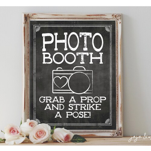 Photobooth Sign Grab a Prop & Strike a Pose Photo Booth - Etsy