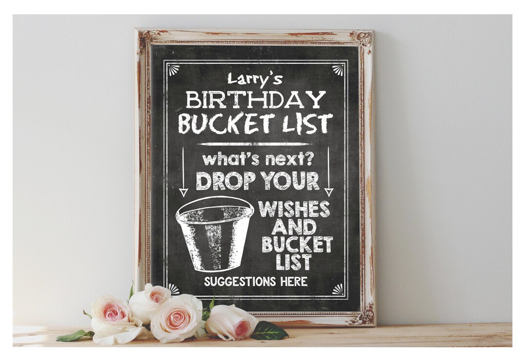 Personalized Birthday Bucket List Printable Birthday Party Chalkboard ...