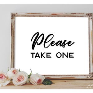 Instant 'PLEASE TAKE ONE' Printable Favor Sign Wedding or Event Take ...