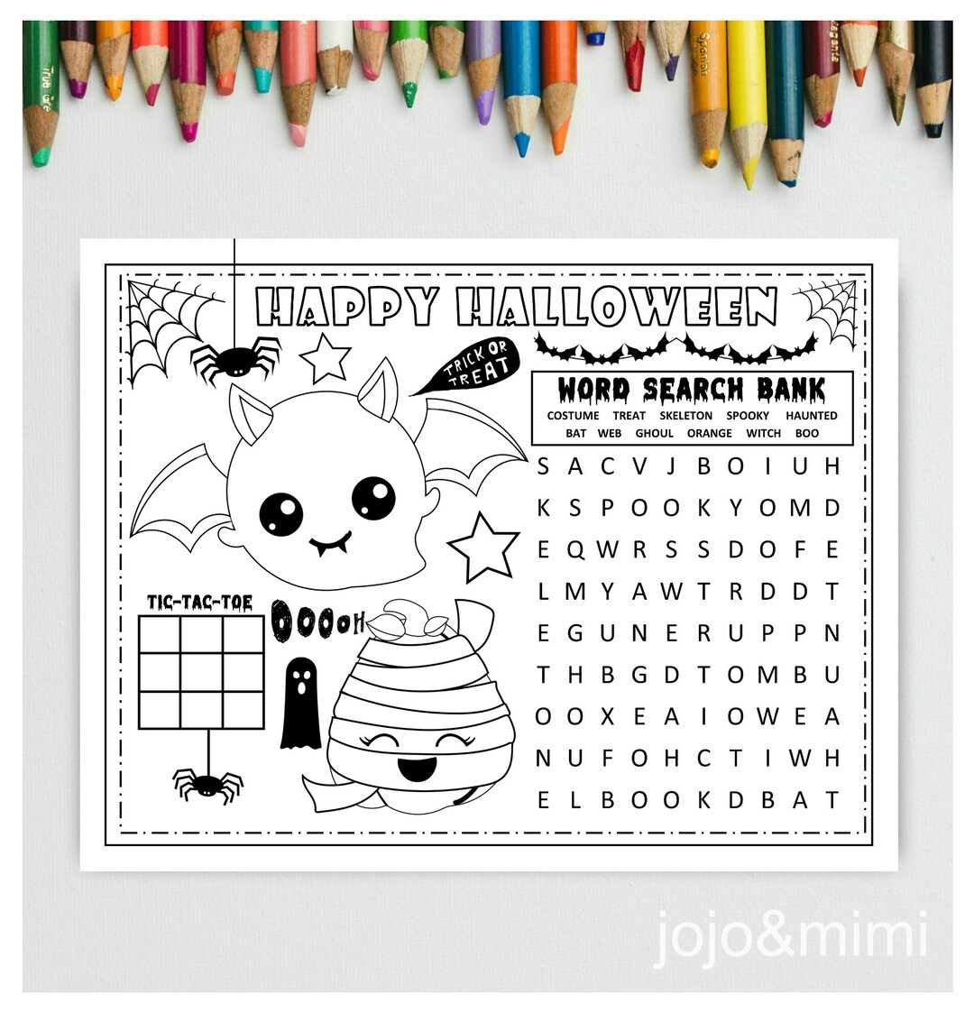 HALLOWEEN Printable Placemat Activity Halloween Coloring Page Instant ...