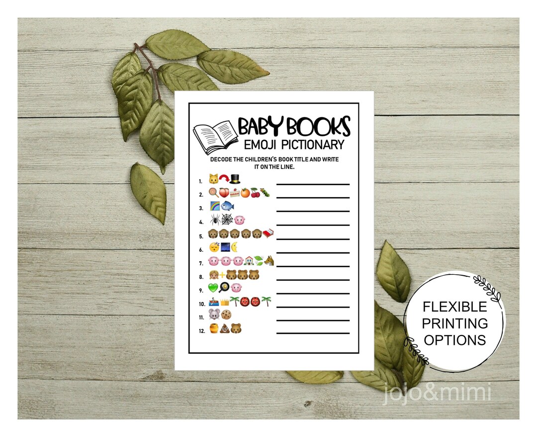 Instant BABY BOOKS PICTIONARY Printable Baby Shower Game Printable ...