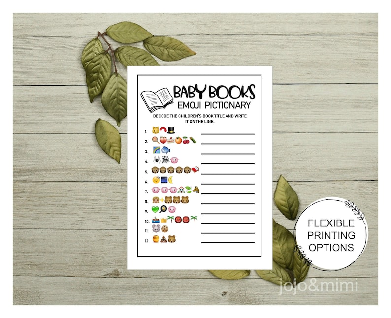 Instant BABY BOOKS PICTIONARY Printable Baby Shower Game Printable ...