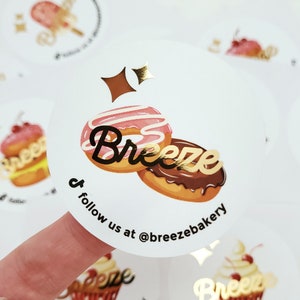 Small Business Custom Bakery Label, Gold Foil Food Stickers ...