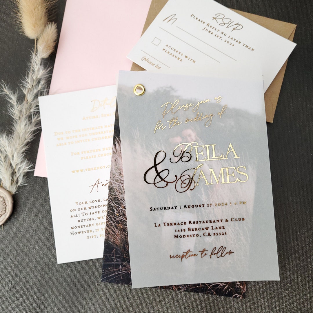 Wedding Invitations With RSVP, Wedding Invitation Set, Vellum Wedding ...