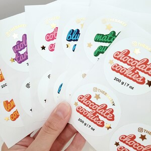 Custom Bakery Retro Label Round Cookie Stickers Gold Foil Food Stickers ...