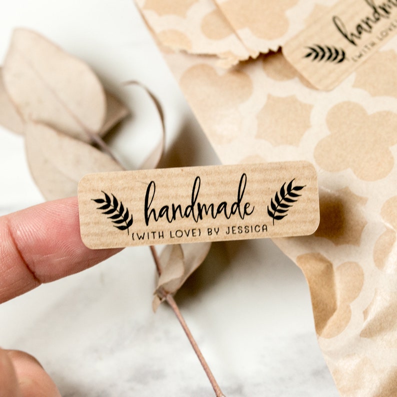 50 Personalized Kraft Handmade With Love Stickers: Small Business ...