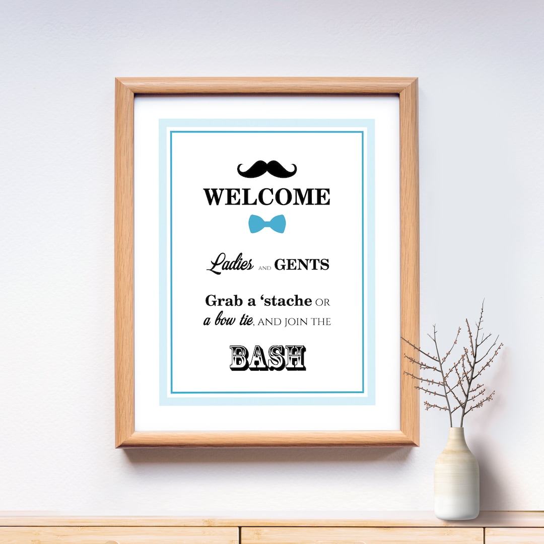 Little Man Birthday Party Welcome Sign Poster Mustache Baby Boy Welcome ...