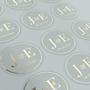Personalized Monogram Wedding Stickers Custom Foil Favor Labels for ...
